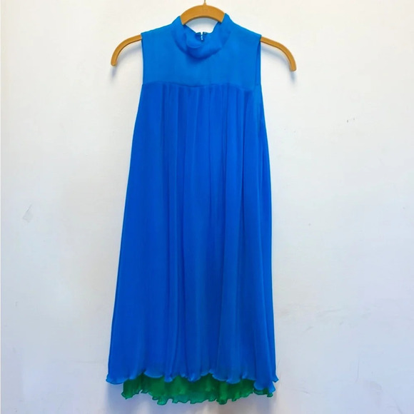 Lisa Perry | Dresses | Lisa Perry Blue High Neck Dress | Poshmark